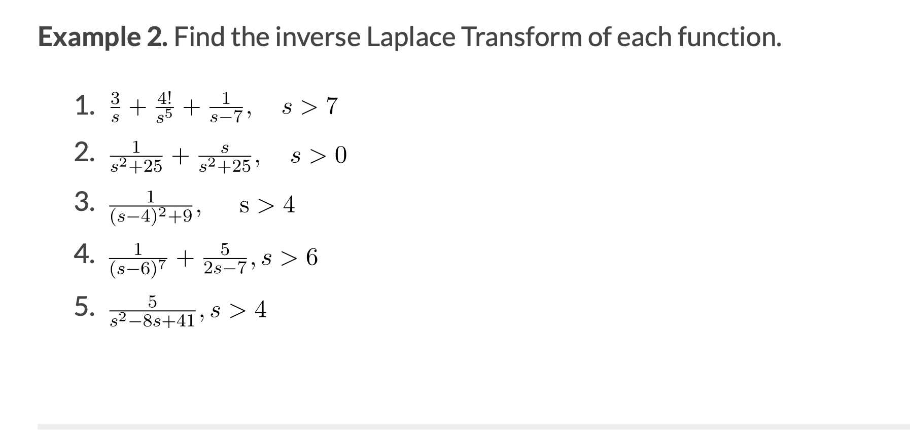 Solved Example 2. Find the inverse Laplace Transform of each | Chegg.com