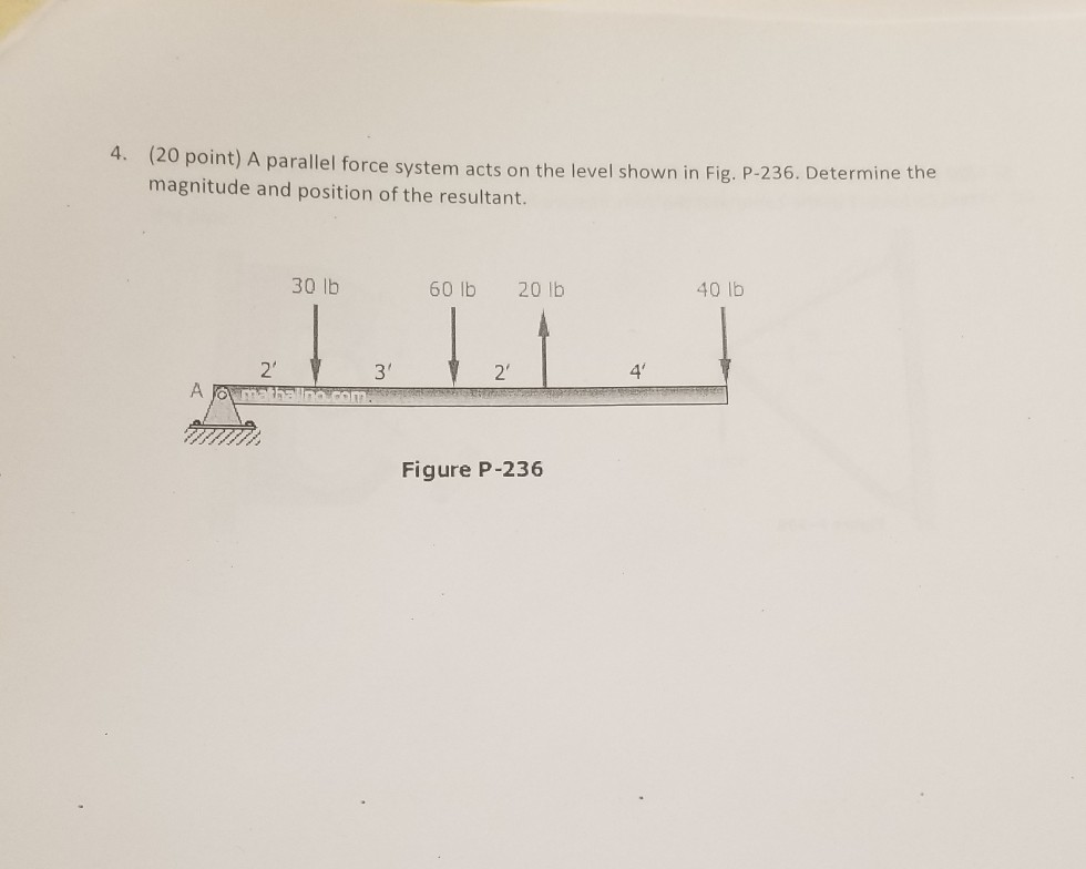 Solved 4. (20 point) A parallel force system acts on the | Chegg.com