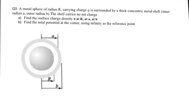 Solved 03: A metal sphere of radius R, carrying charge q is | Chegg.com