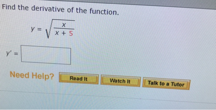 Solved Find the derivative of the function. 4x 1 e4x Need | Chegg.com