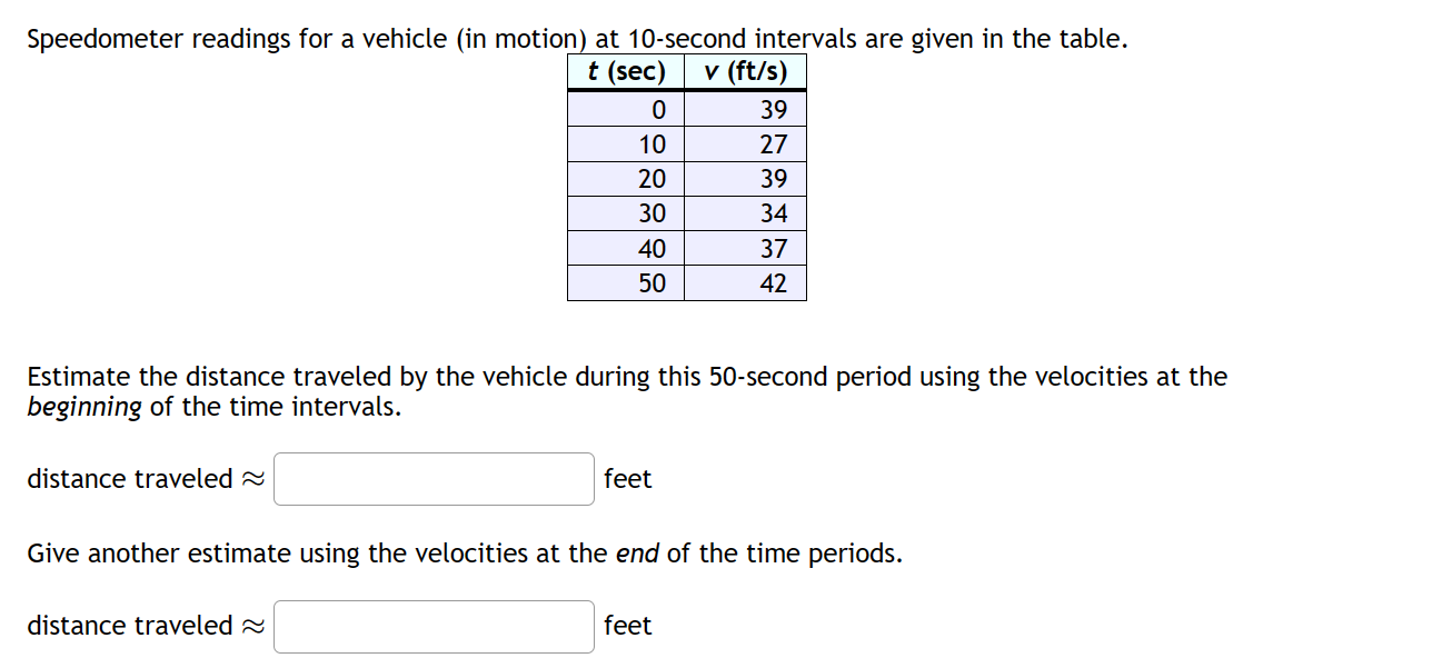 Solved Speedometer readings for a vehicle (in motion) at 10 | Chegg.com