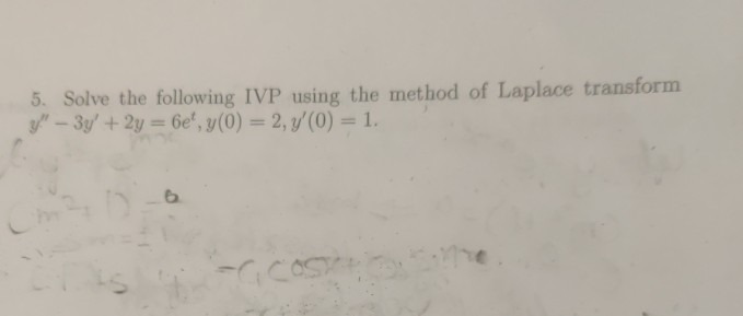 Solved 5. Solve the following IVP using the method of | Chegg.com