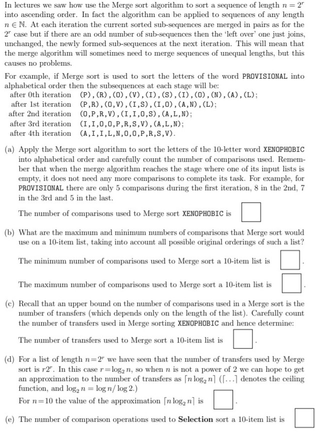 Solved In lectures we saw how use the Merge sort algorithm | Chegg.com