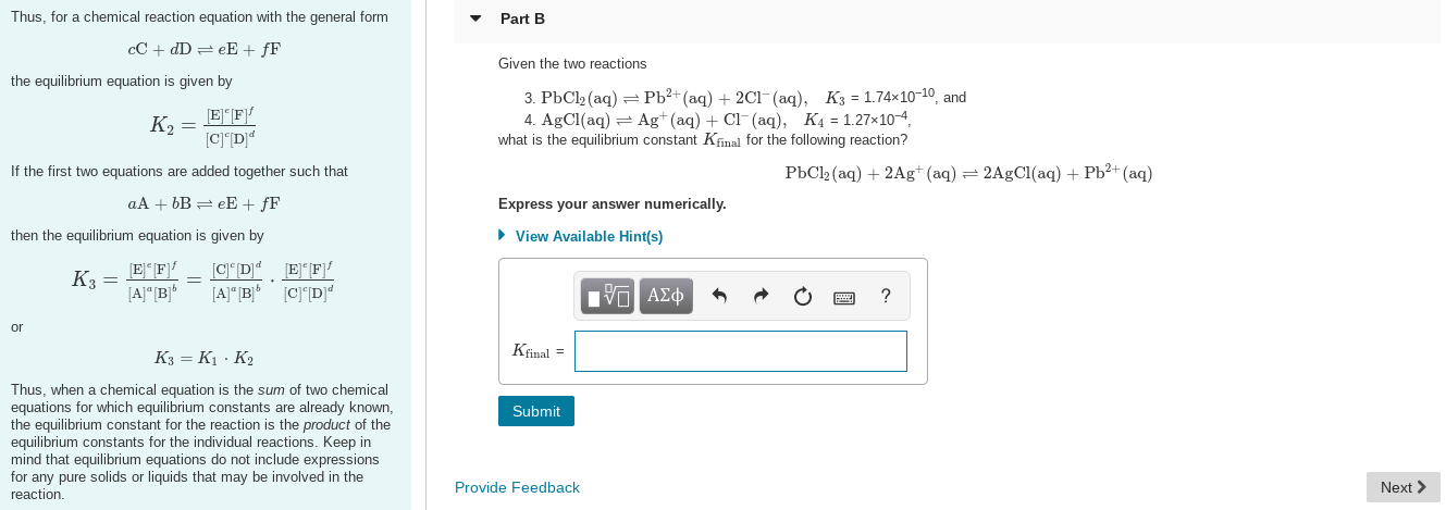 Solved Adding Equilibrium Reactions Review | Chegg.com