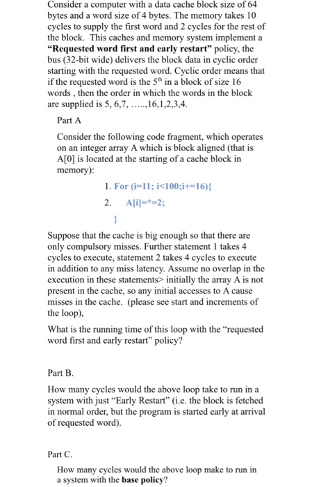 Consider a computer with a data cache block size of | Chegg.com
