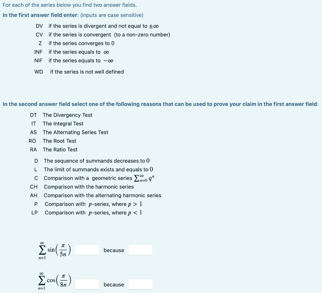Solved For each of the series below you find two answer | Chegg.com