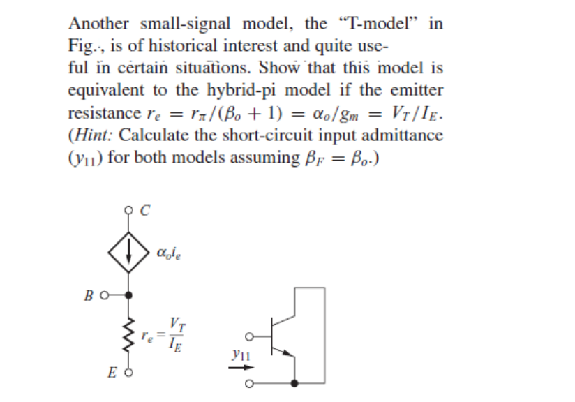Solved Another small-signal model, the "T-model" in Fig., is | Chegg.com