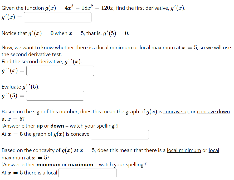 Solved = Given the function g(x) = 4x3 – 18x2 – 120x, find | Chegg.com