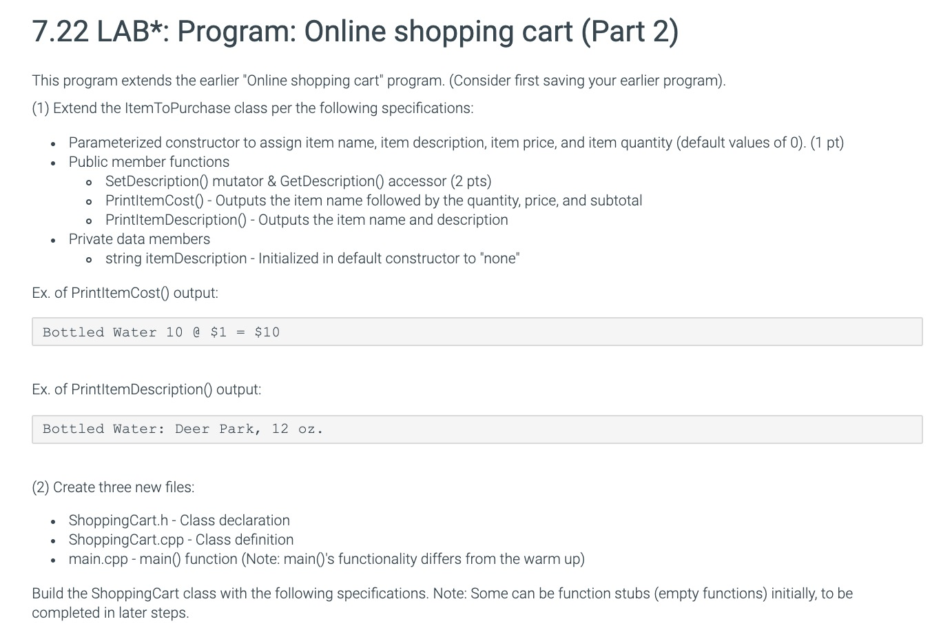 Solved Using C++ write the following files: main.cpp , | Chegg.com