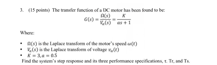 Solved The transfer function of a DC motor has been found to | Chegg.com