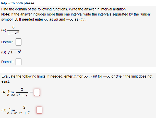 Solved Find the domain of the following functions. Write the | Chegg.com