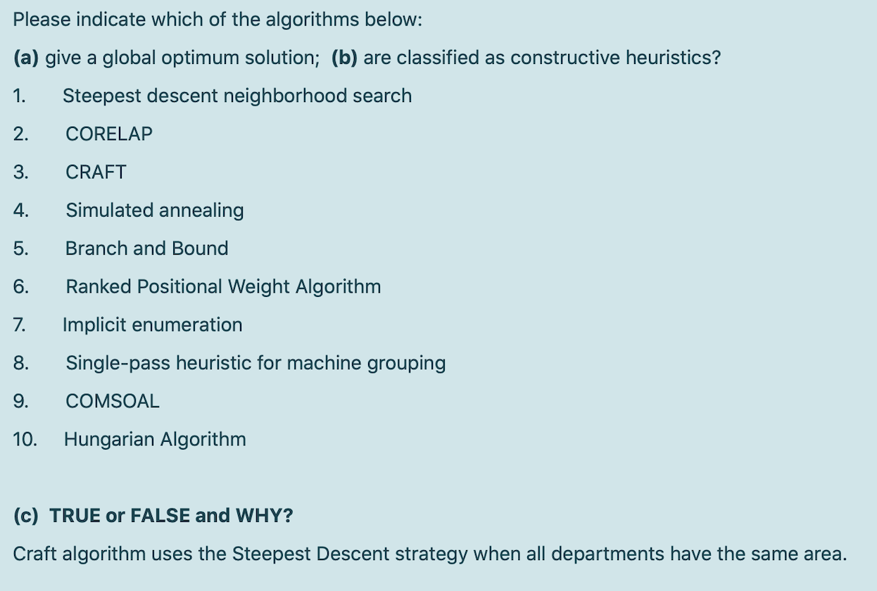 Solved Please indicate which of the algorithms below: (a) | Chegg.com