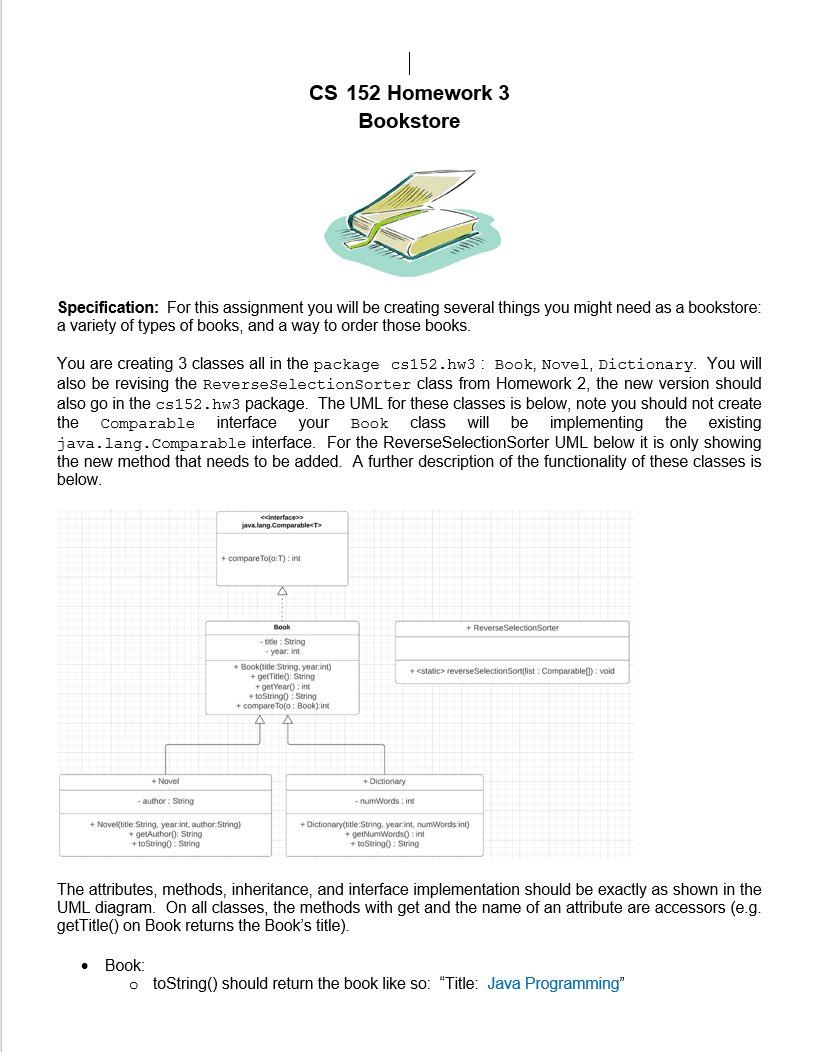Solved Specification: For this assignment you will be | Chegg.com