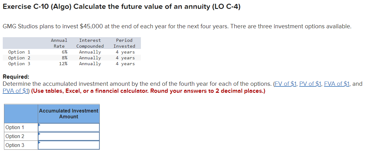 Solved Exercise C-10 (Algo) Calculate the future value of an | Chegg.com