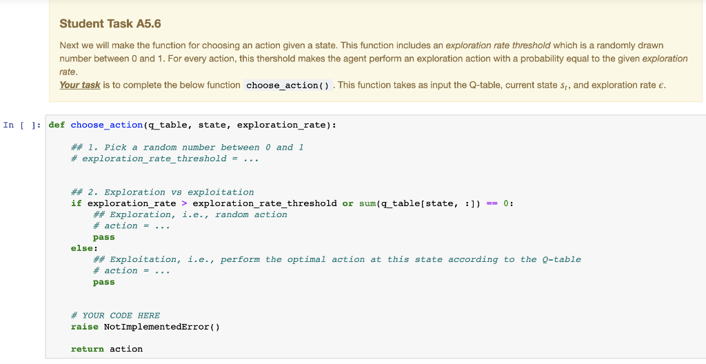 Student Task A5.6 Next we will make the function for | Chegg.com