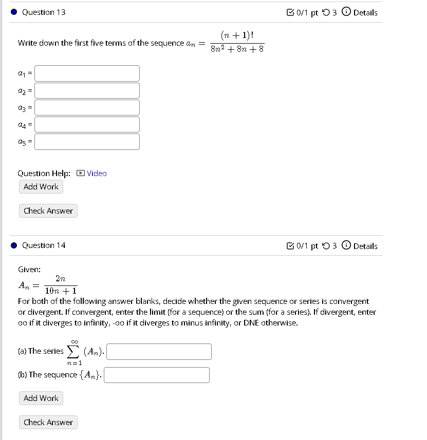 Solved Write down the first five terms of the sequence | Chegg.com