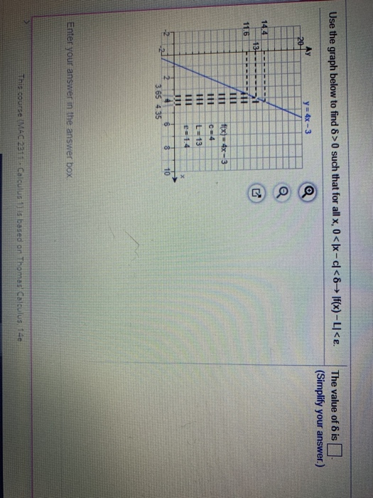 Solved Use te graph below to find δ > 0 such that for all x, | Chegg.com