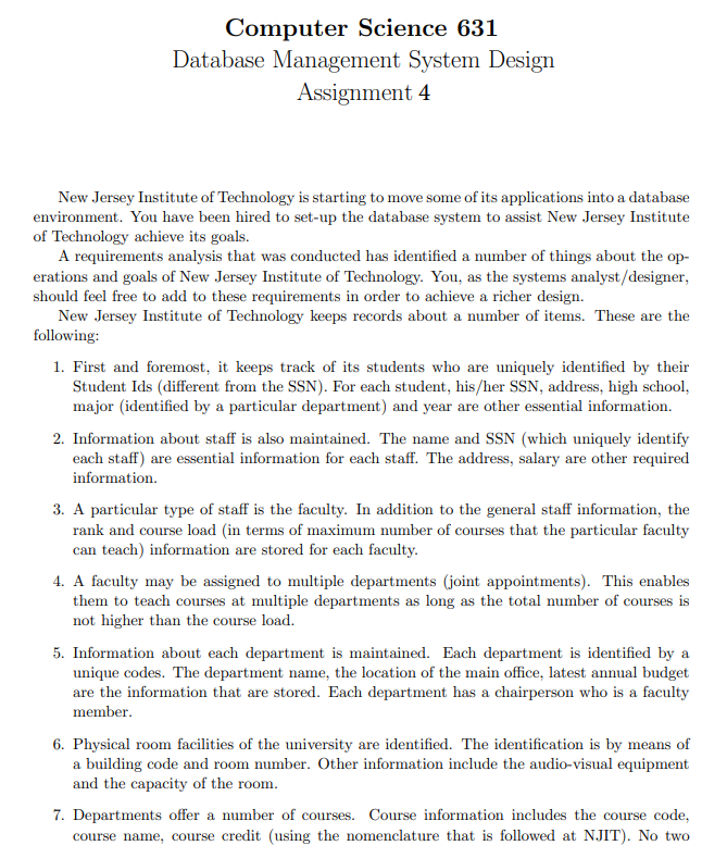 Solved Computer Science 631 Database Management System | Chegg.com