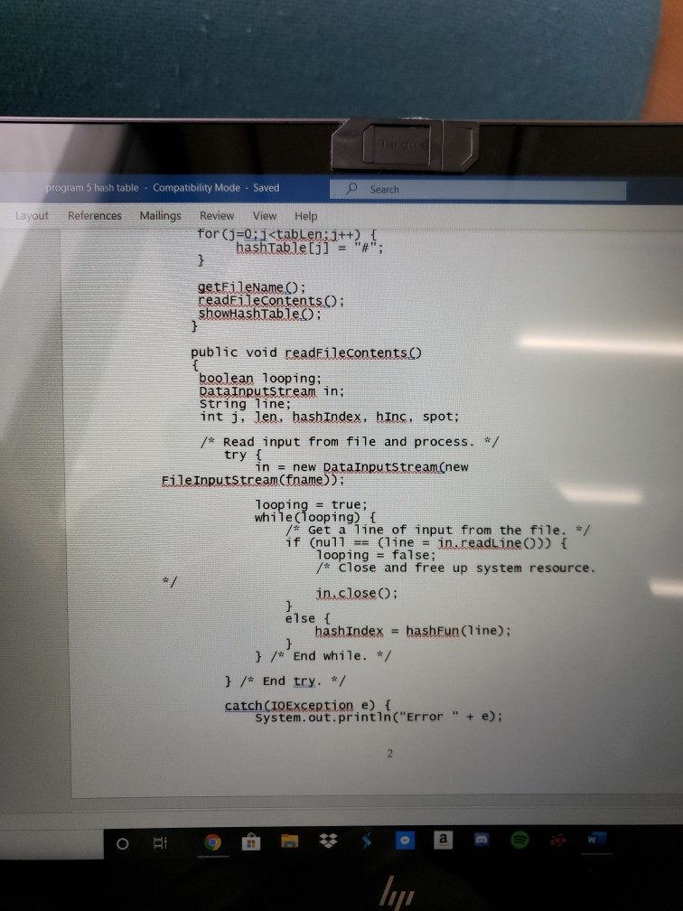 CMPS 390, Data Structures; Program 6 - Hash Table; | Chegg.com