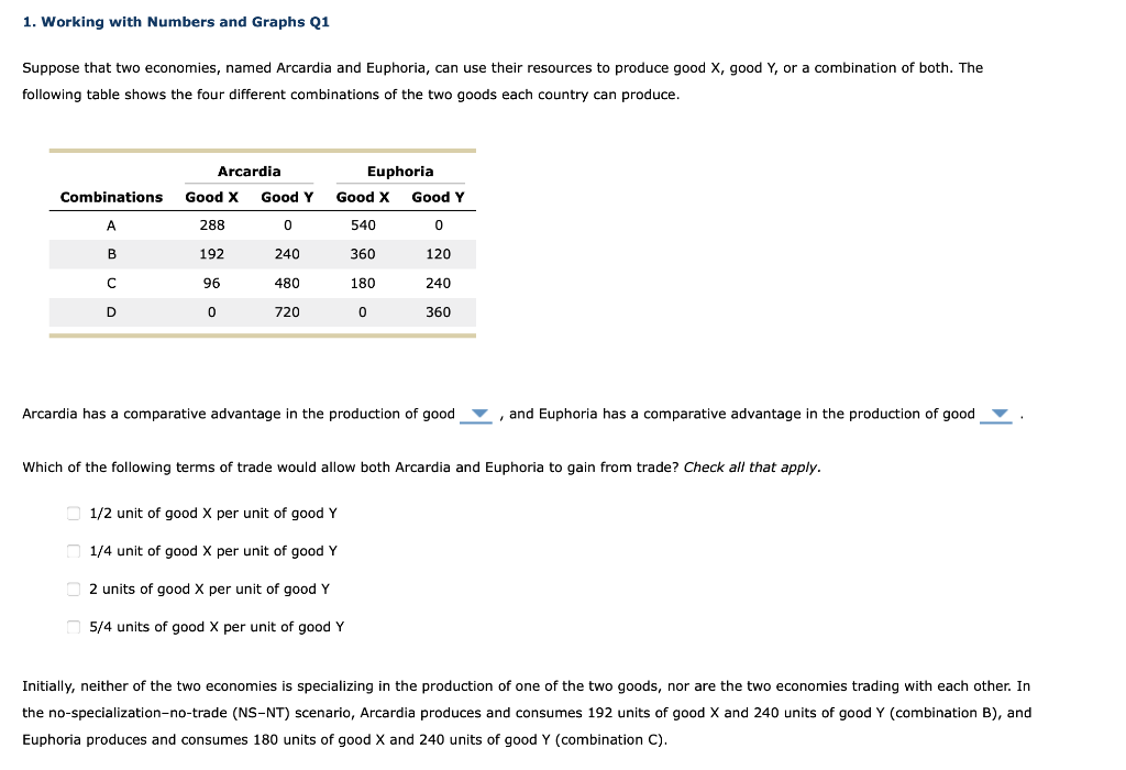 Solved 1. Working with Numbers and Graphs Q1 Suppose that | Chegg.com