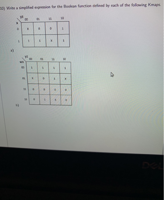 Solved 10) Write a simplified expression for the Boolean | Chegg.com