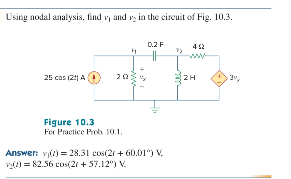 Solved Using nodal analysis, find v1 and v2 in the circuit | Chegg.com