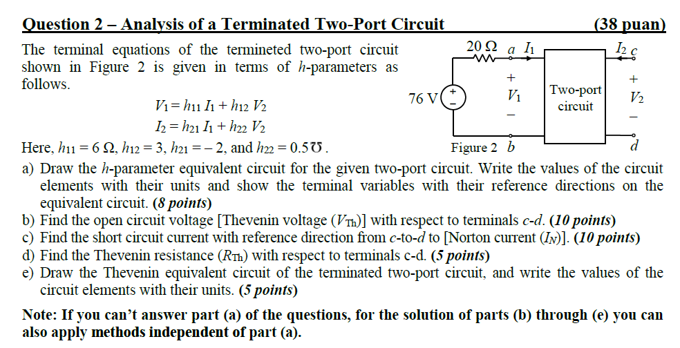 Solved + + Question 2 - Analysis of a Terminated Two-Port | Chegg.com