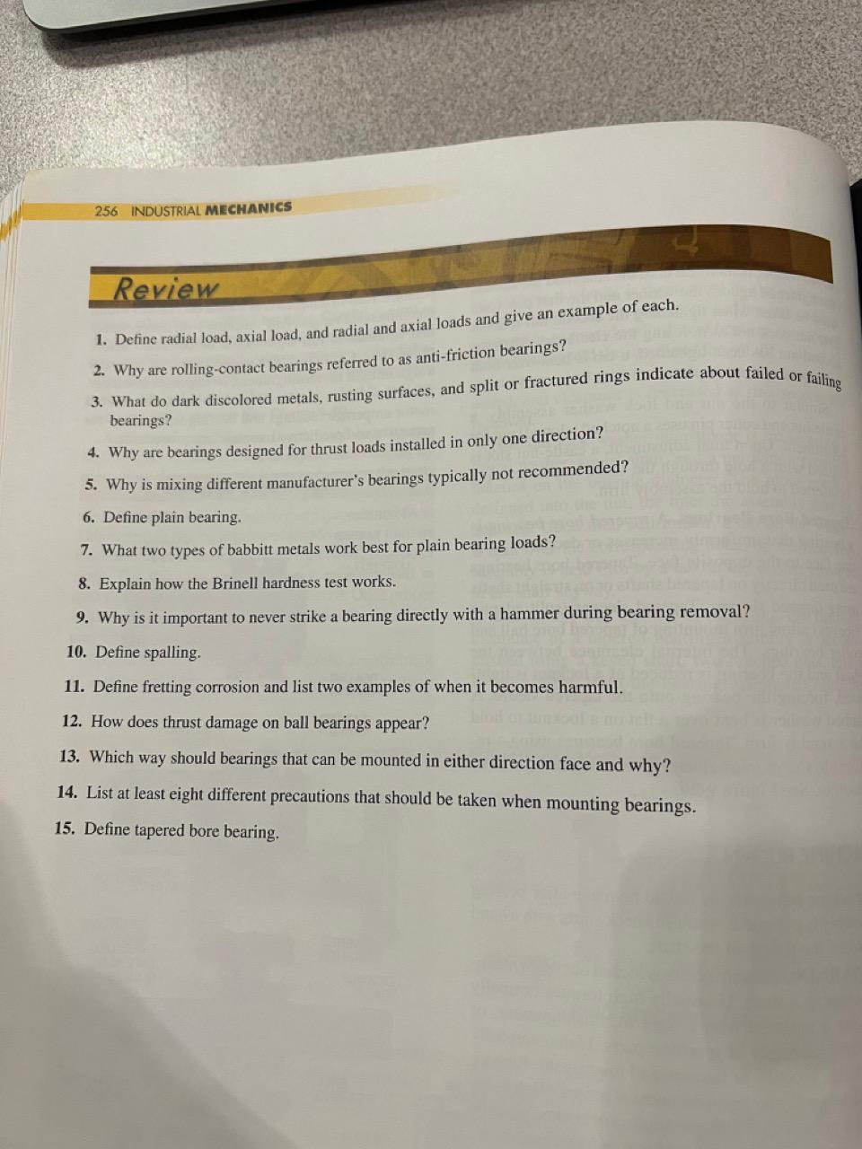 Solved 1. Define radial load, axial load, and radial and | Chegg.com