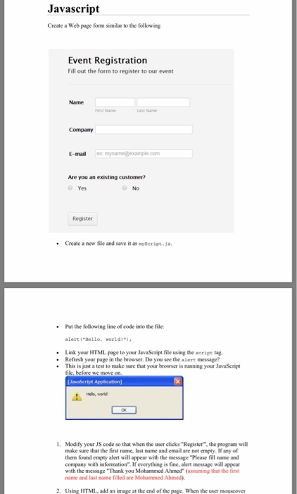 Solved Javascript Create Web Page Form Similar Following