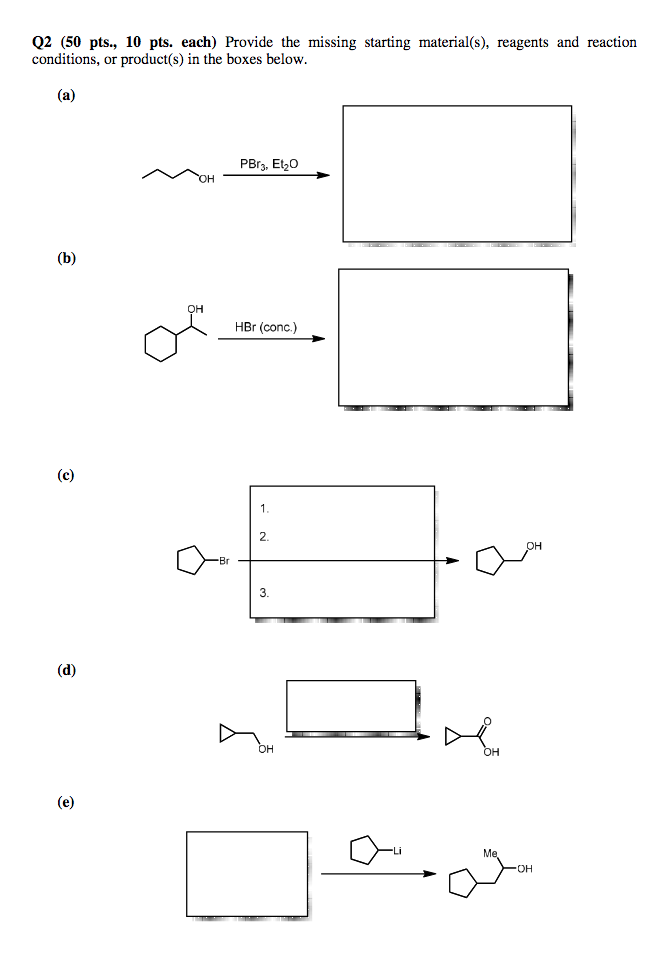 Solved Q2 (50 pts., 10 pts. each) Provide the missing | Chegg.com