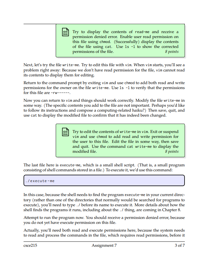 csce215 — UNIX/Linux Fundamentals Spring 2022 — | Chegg.com