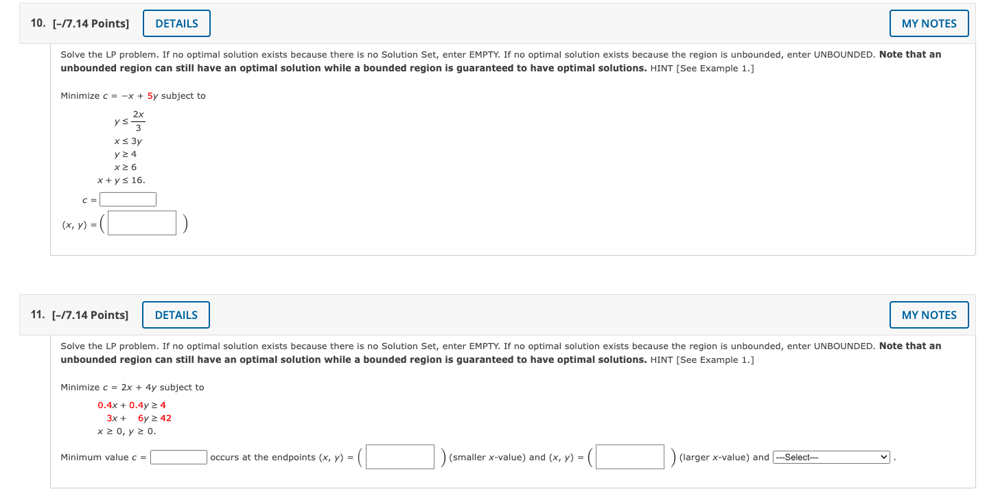 Solved Minimize c=−x+5y subject to | Chegg.com