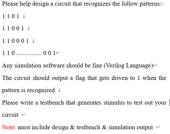 Solved Please help design a circuit that recognizes the | Chegg.com