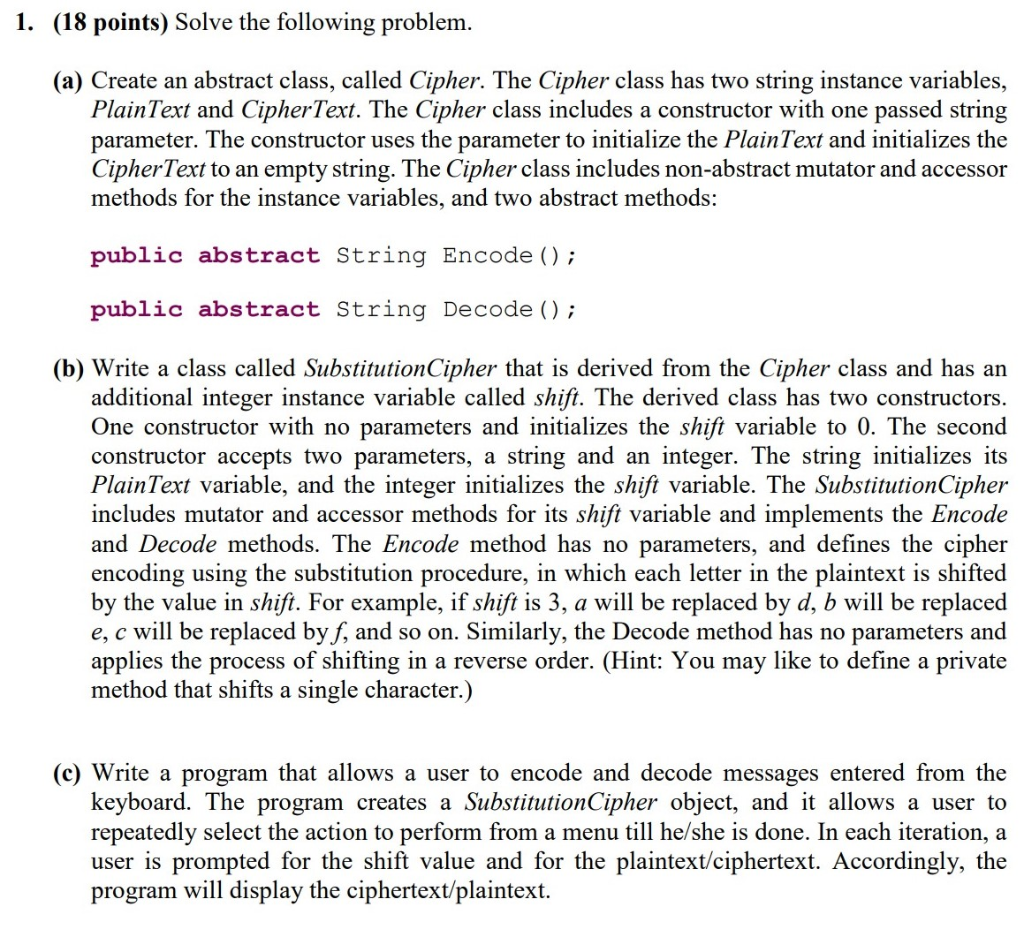 Solved 1. (18 points) Solve the following problem. (a) | Chegg.com