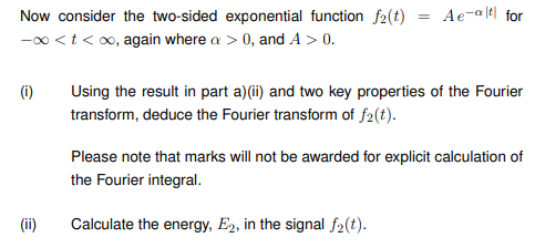 Solved = Ae-alt for Now consider the two-sided exponential | Chegg.com
