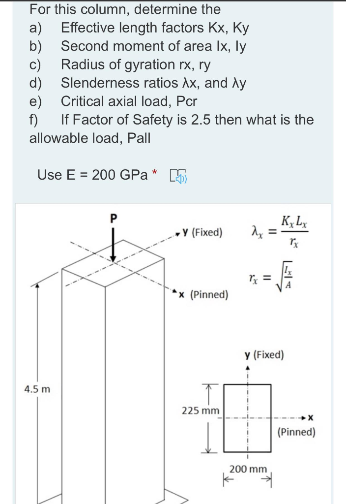 Solved For this column, determine the a) Effective length | Chegg.com