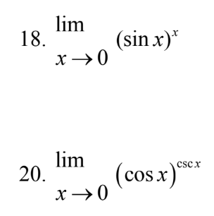 Solved lim 18. (sinx x→0 20. lim(cos.x cscx COSX x→0 | Chegg.com