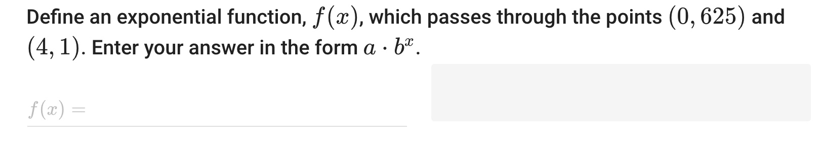 Solved Define an exponential function, f(x), which passes | Chegg.com