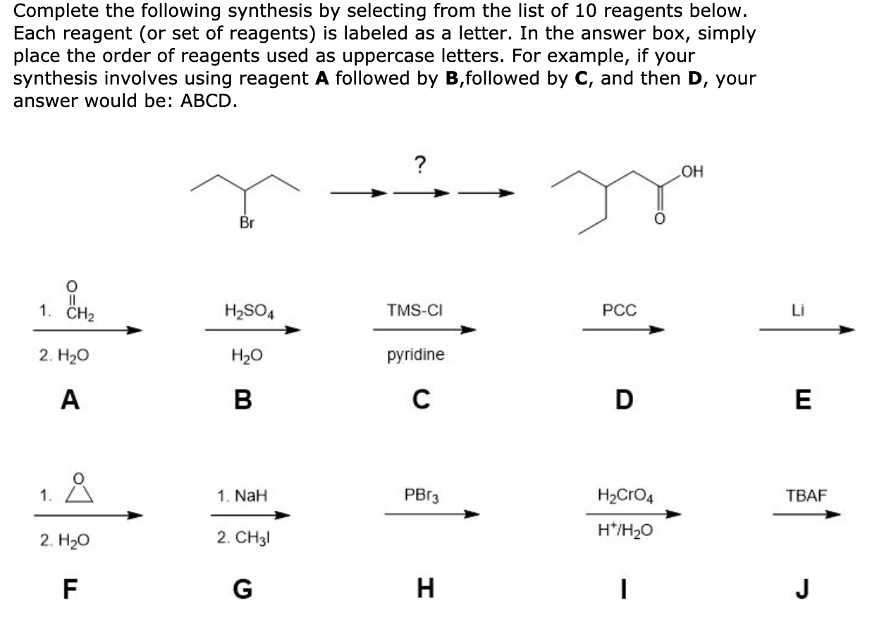 Solved Complete the following synthesis by selecting from | Chegg.com
