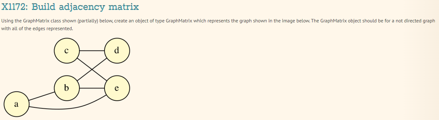 Solved X1172: Build adjacency matrix Using the GraphMatrix | Chegg.com