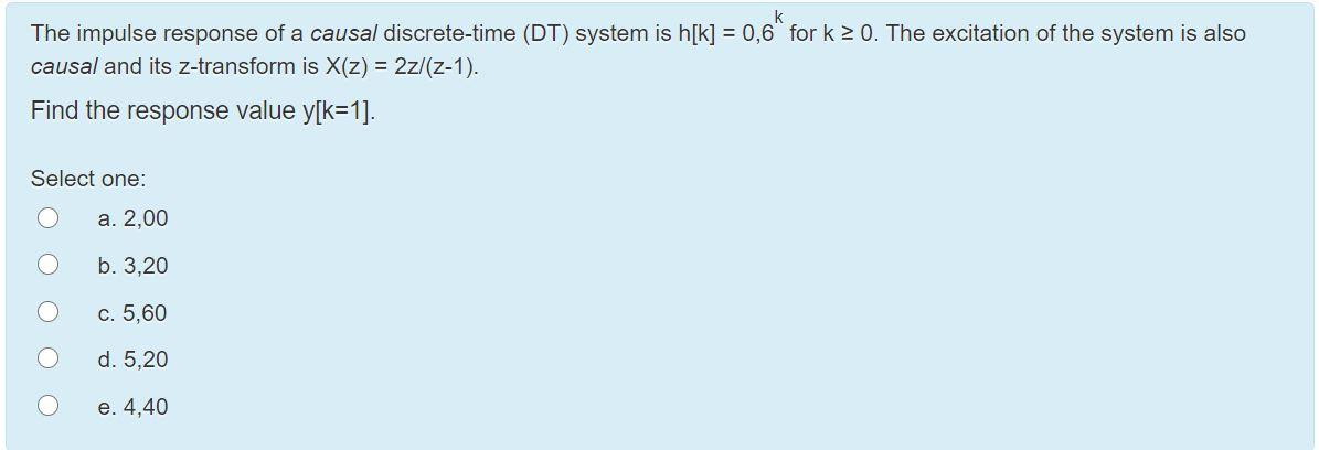 Solved k The impulse response of a causal discrete-time (DT) | Chegg.com