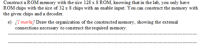 Solved Construct a ROM memory with the size 128 x 8 ROM, | Chegg.com