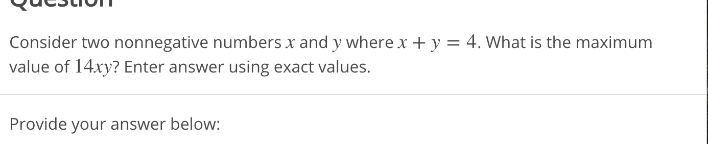 Solved Consider two nonnegative numbers x and y where x + y | Chegg.com Solved Consider two nonnegative numbers x and y where x + y | Chegg.com
