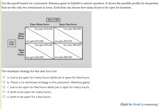 Solved Use the payoff matrix for a prisoners' dilemma game | Chegg.com