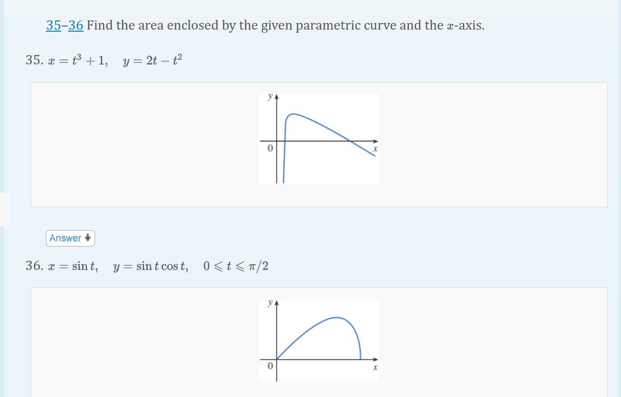 Solved 35- 36 Find the area enclosed by the given parametric | Chegg.com
