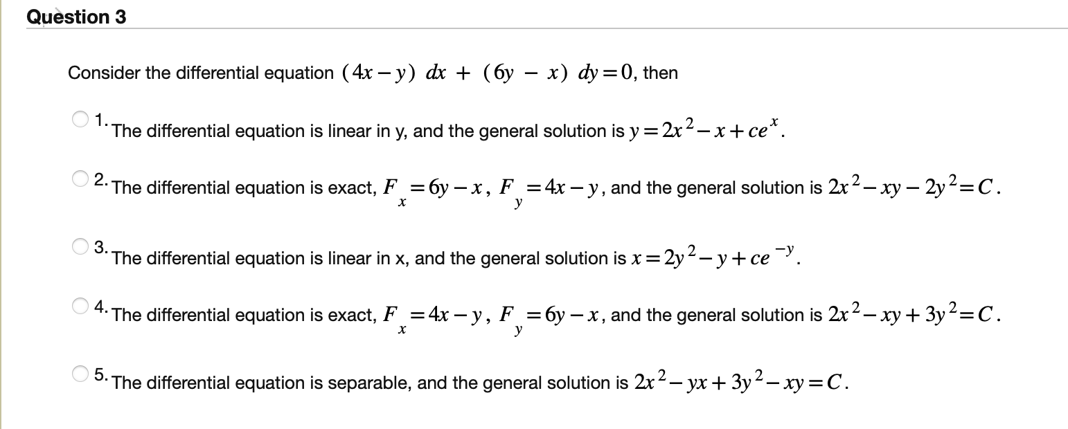 Solved Question 3Consider the differential equation | Chegg.com