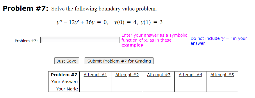 Solved Problem #7: Solve the following boundary value | Chegg.com