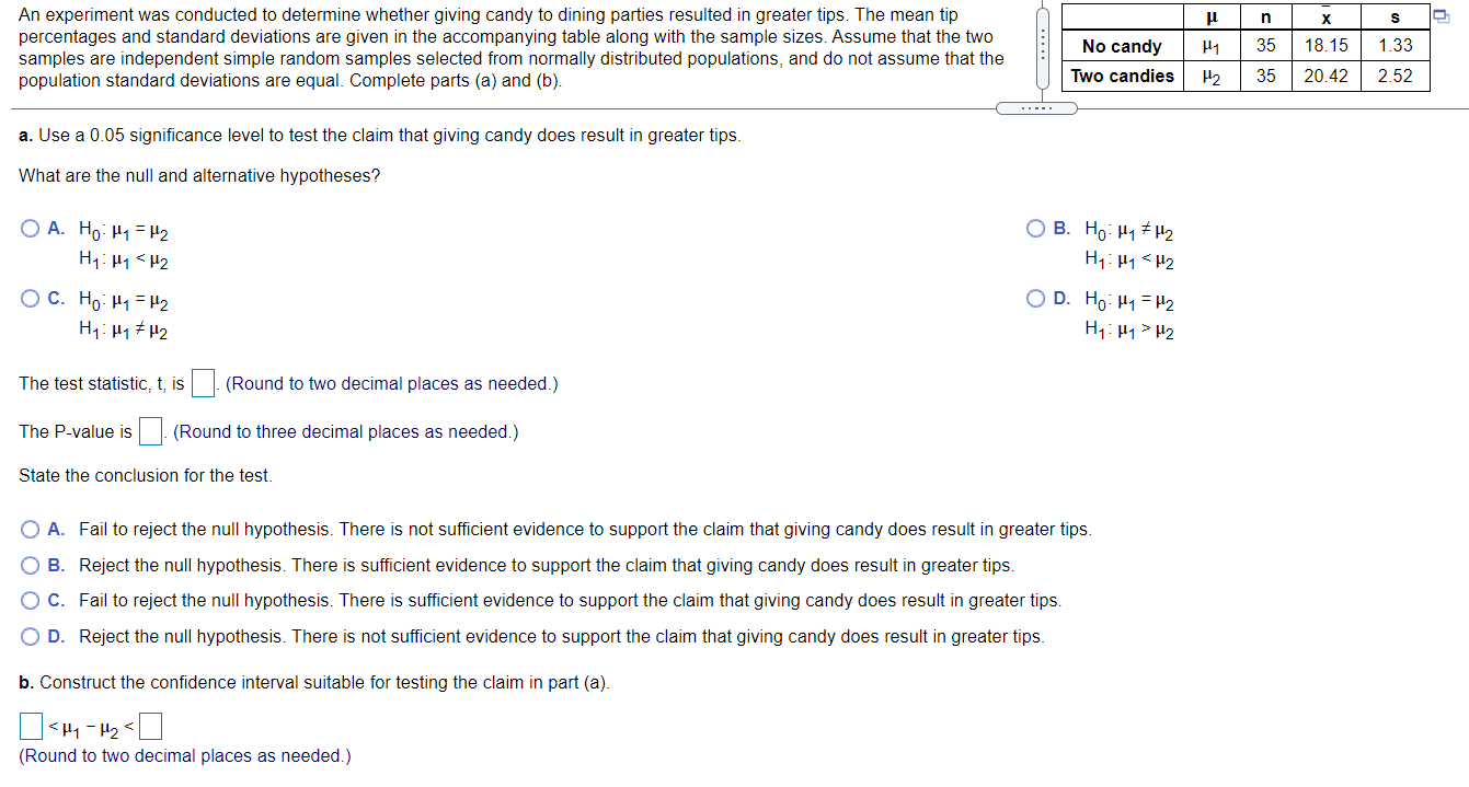 Solved 1 S An experiment was conducted to determine whether | Chegg.com