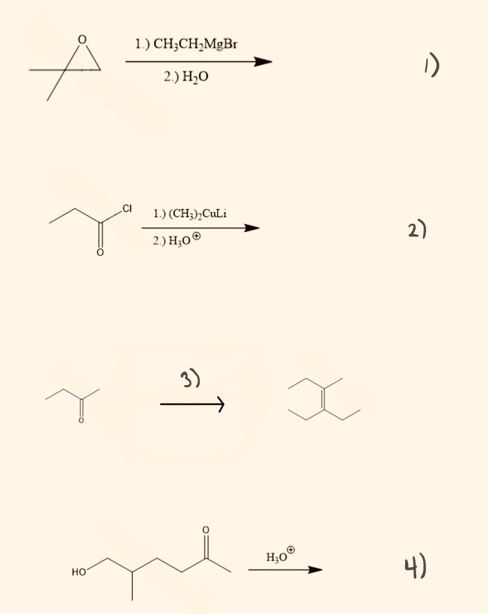 Solved 1.) CH3CH MgBr 1) 2.) H20 CI 1.) (CH3)2Culi 2) 2.) | Chegg.com