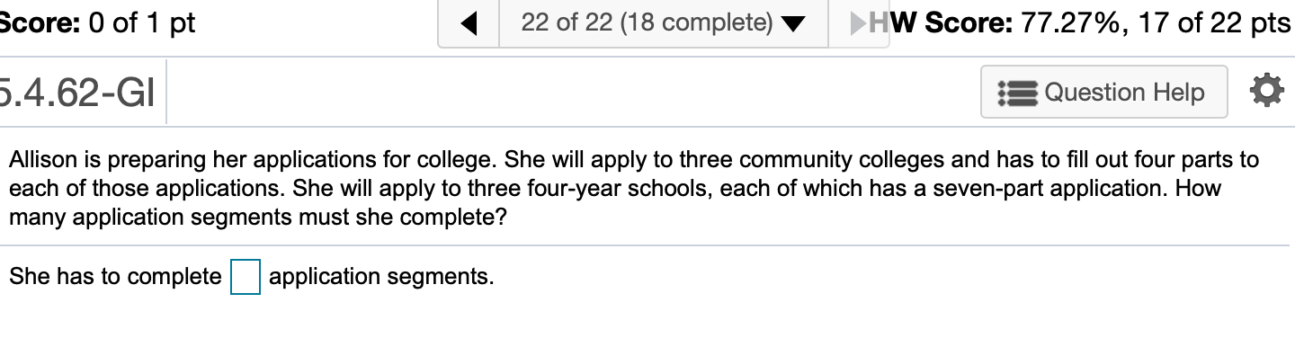 Solved Score: 0 of 1 pt 21 of 22 (18 complete) W Score: | Chegg.com